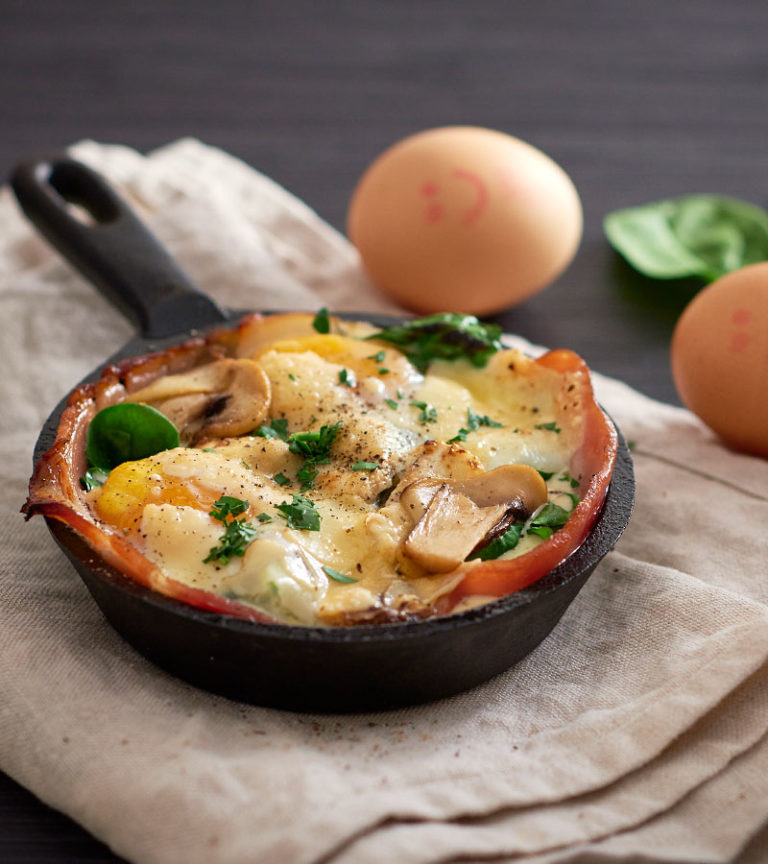Baked Eggs with Ham - Sunny Queen Farms